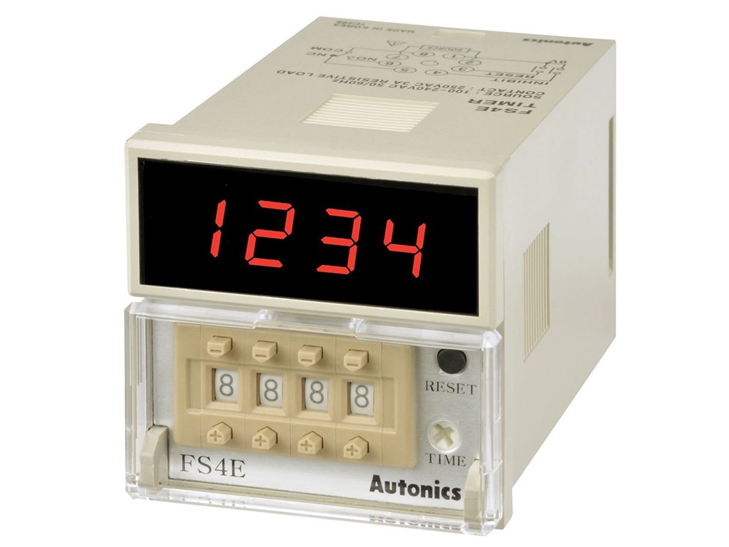 Autonics FS4E-12/24VDC Timer, Digital, 1/16 DIN, 4-Digit, LED, 8-Mode ...