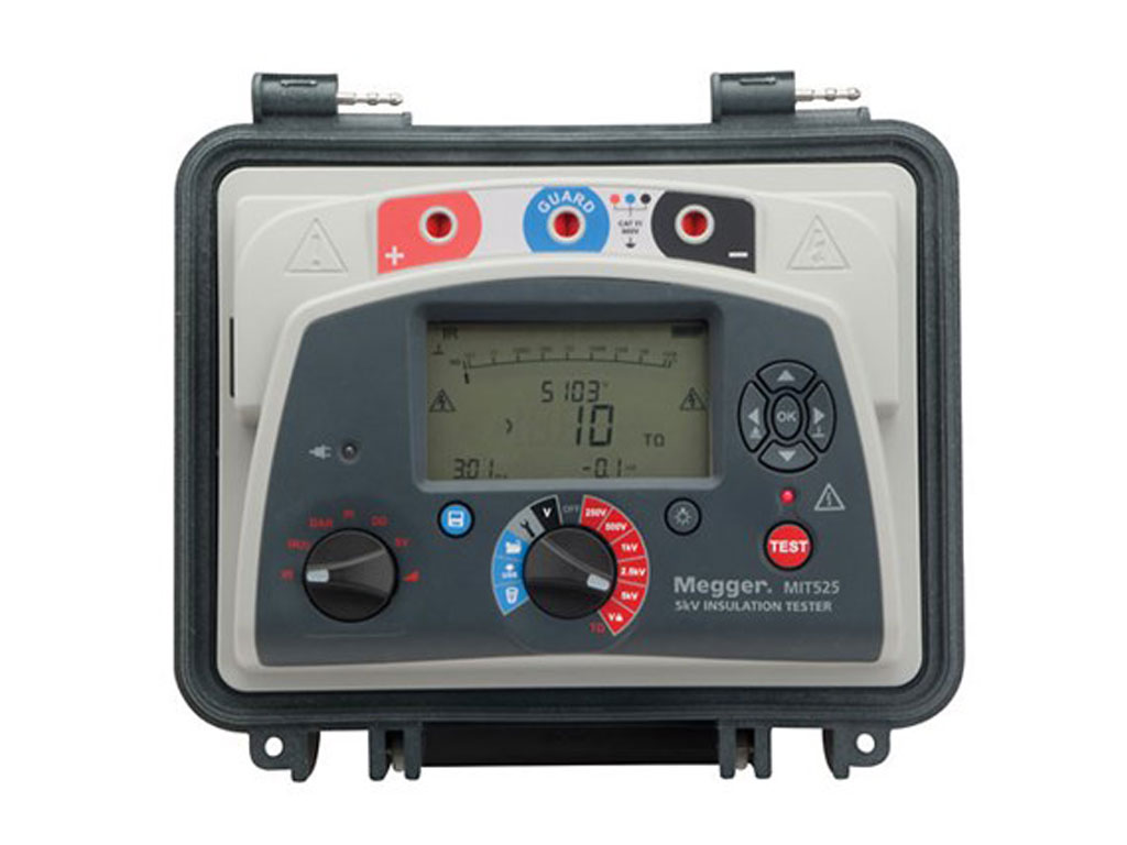 Megger MIT525-KIT MIT525 with a VF2 Voltage Detector, Extra long 16.5 ...