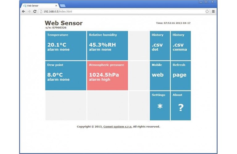 Comet T7610 Web Sensor with PoE - Temperature, Humidity and Barometric ...